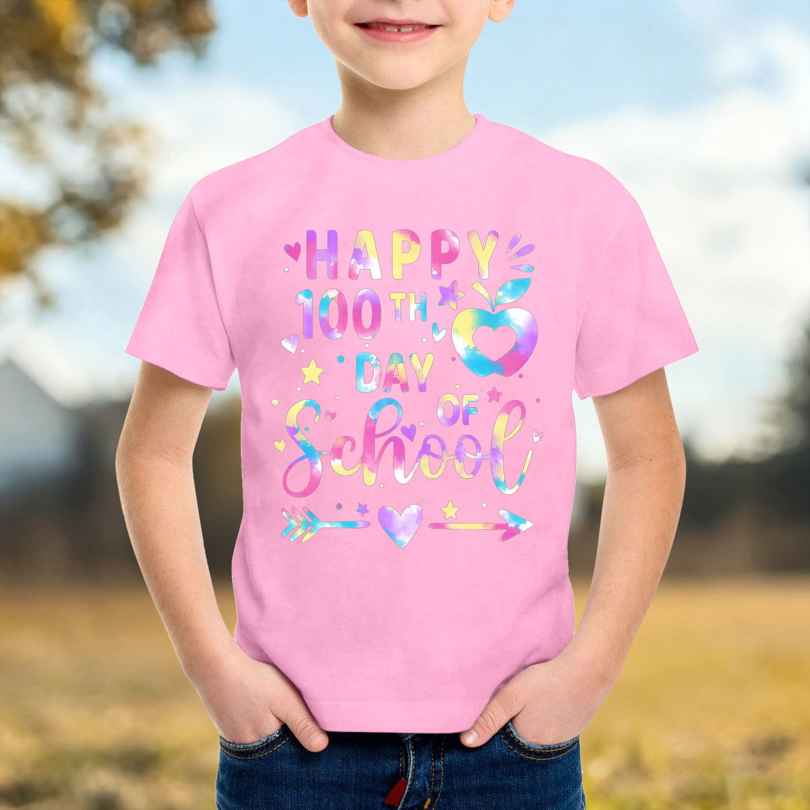 CUZIBR Boys Graphic 67 Shirt Short Sleeve Cute Ice Cream Print Round ...