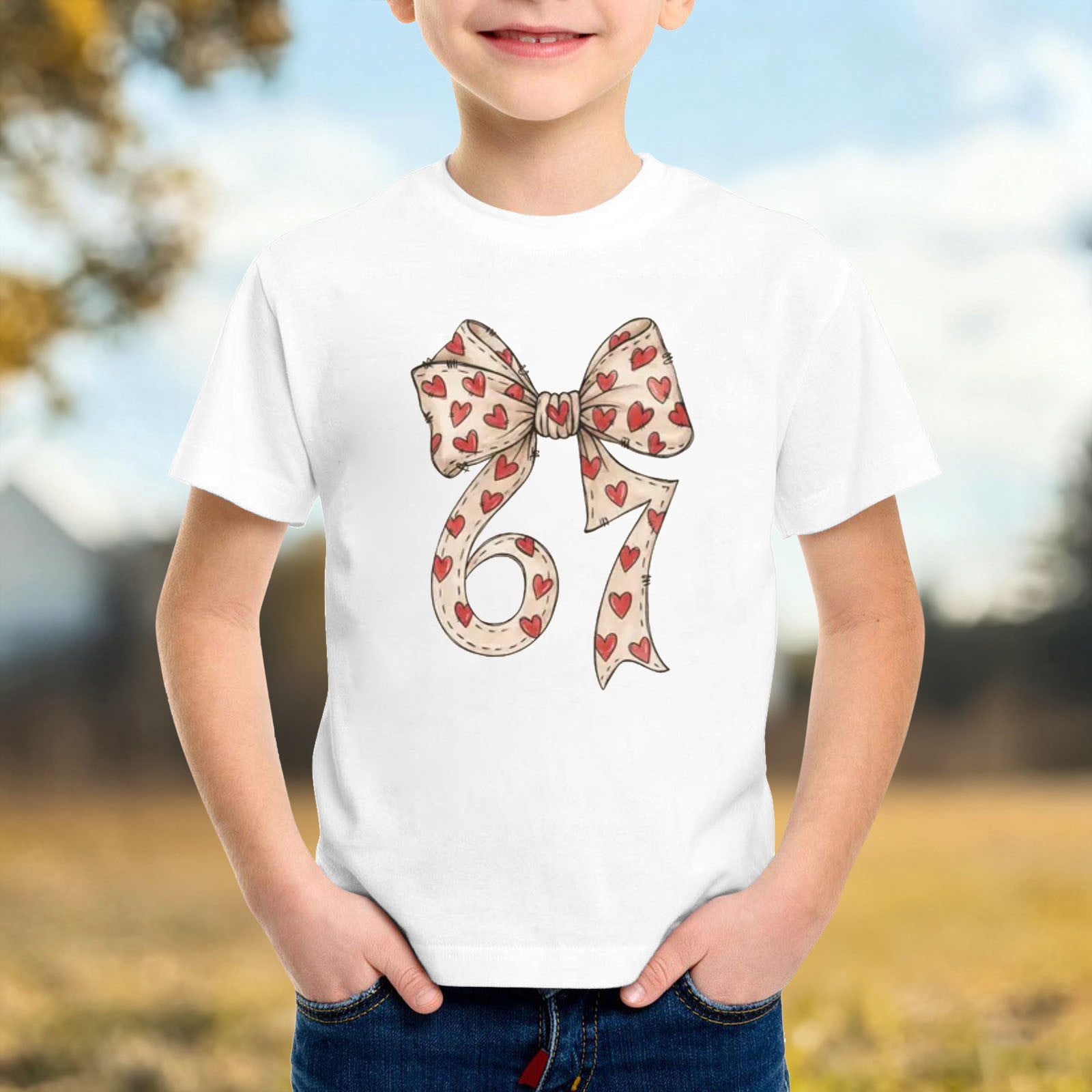 CUZIBR Boys Graphic 67 Shirt Short Sleeve Cute Ice Cream Print Round ...