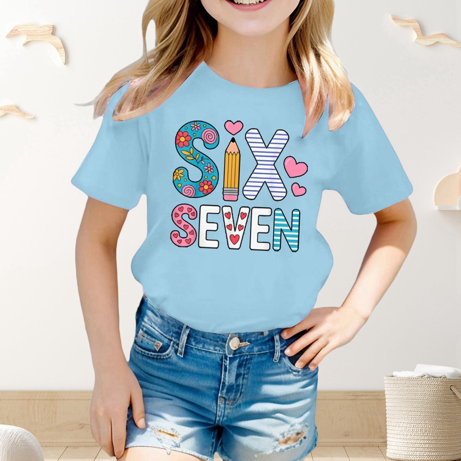 CUZIBR Boys Graphic 67 Shirt Short Sleeve Cute Ice Cream Print Round ...