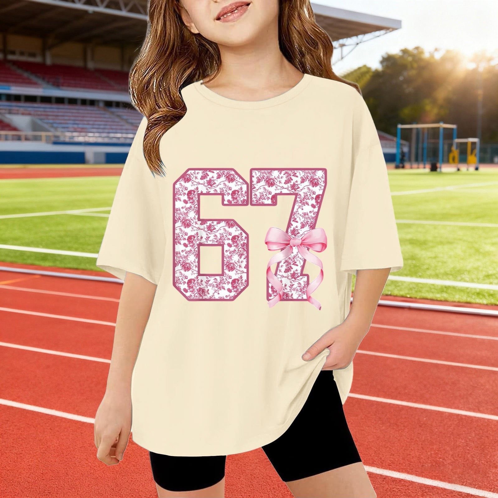 CUZIBR Boys Graphic 67 Shirt Short Sleeve Cute Ice Cream Print Round ...