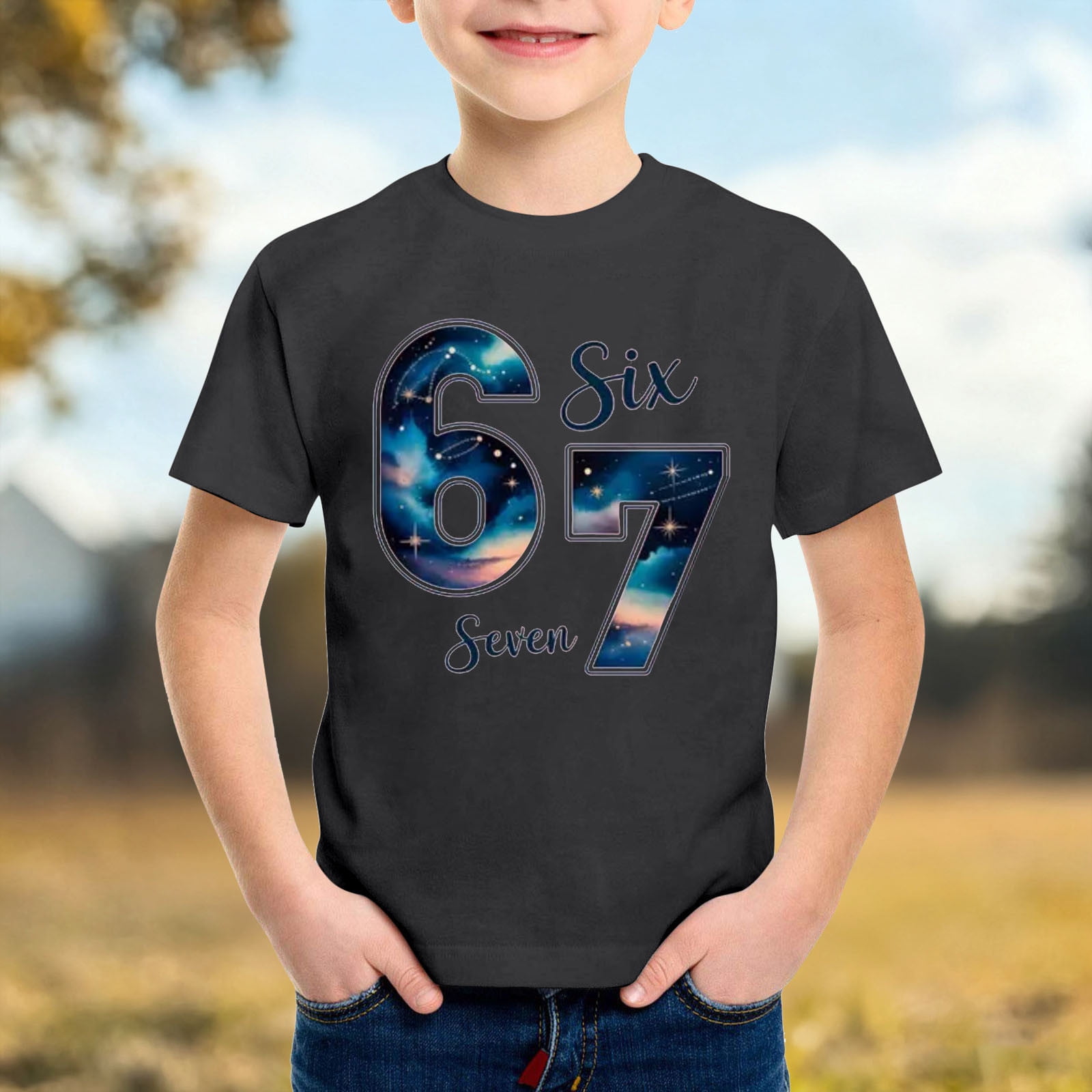 CUZIBR Boys Graphic 67 Shirt Short Sleeve Cute Ice Cream Print Round ...