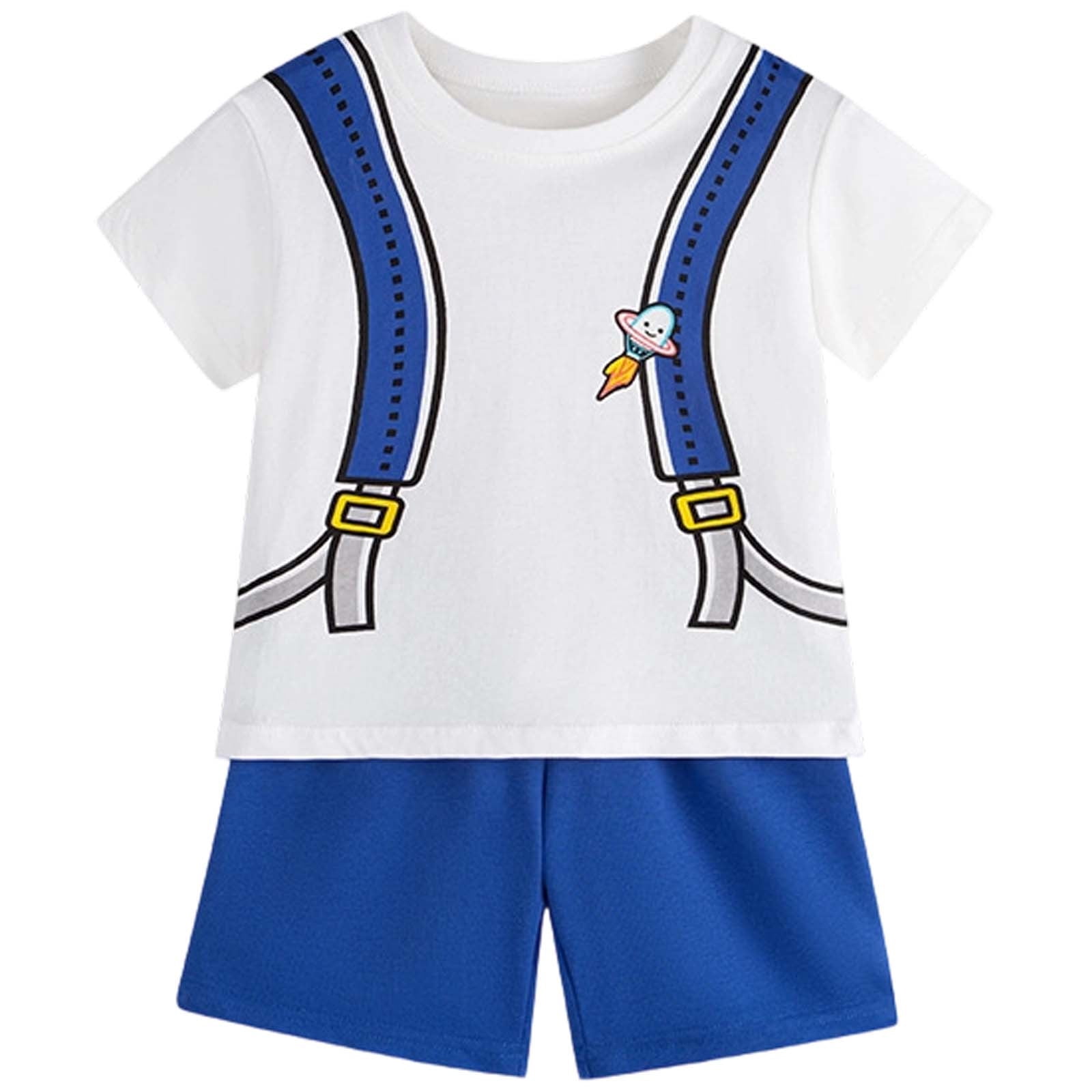 CUZIBR Boys Kids Summer Outfit Short Sleeve Cute Cartoon Graphic Round ...