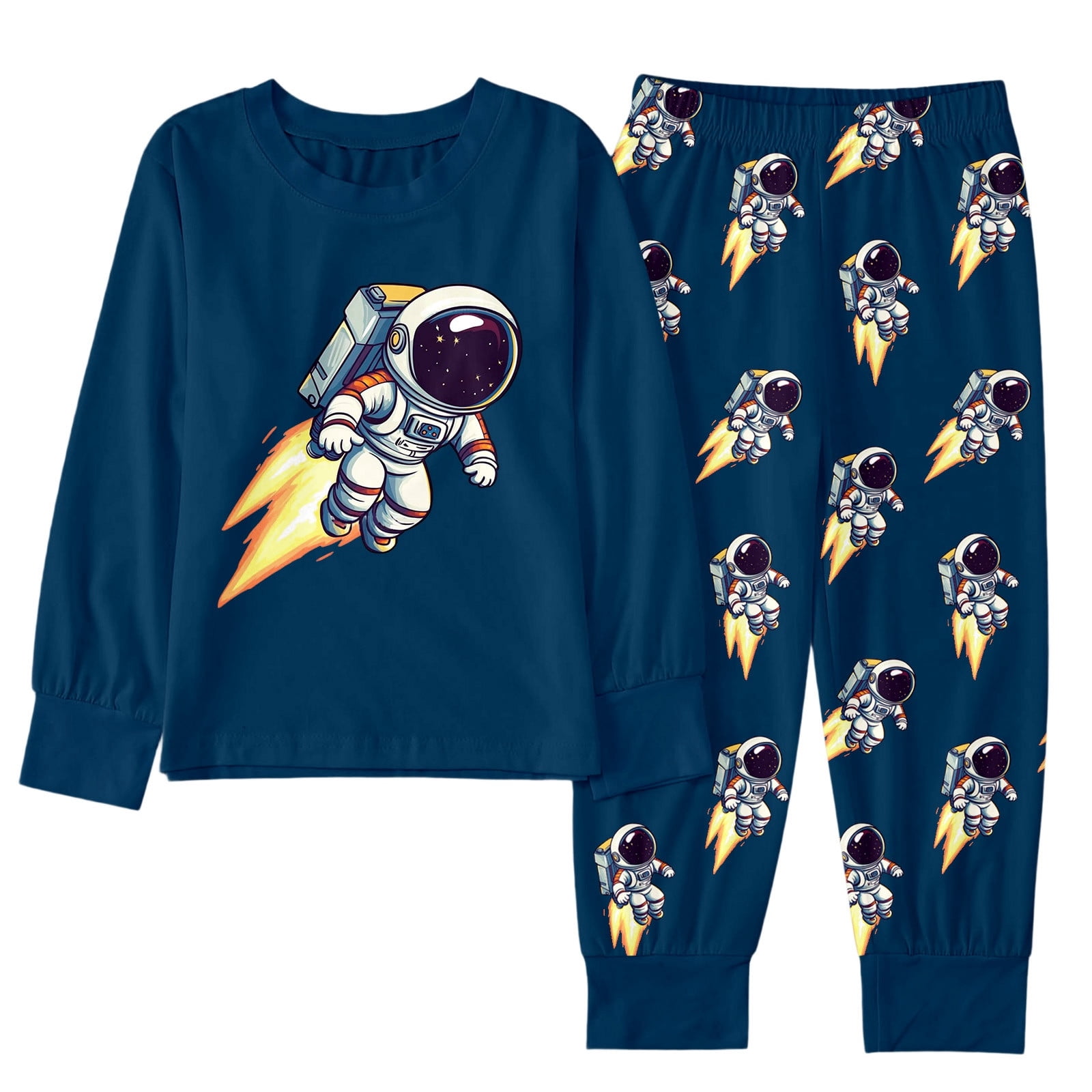 CUZIBR Boys Outfits Sets Winter Alien Astronaut Cartoon Car Print Long ...