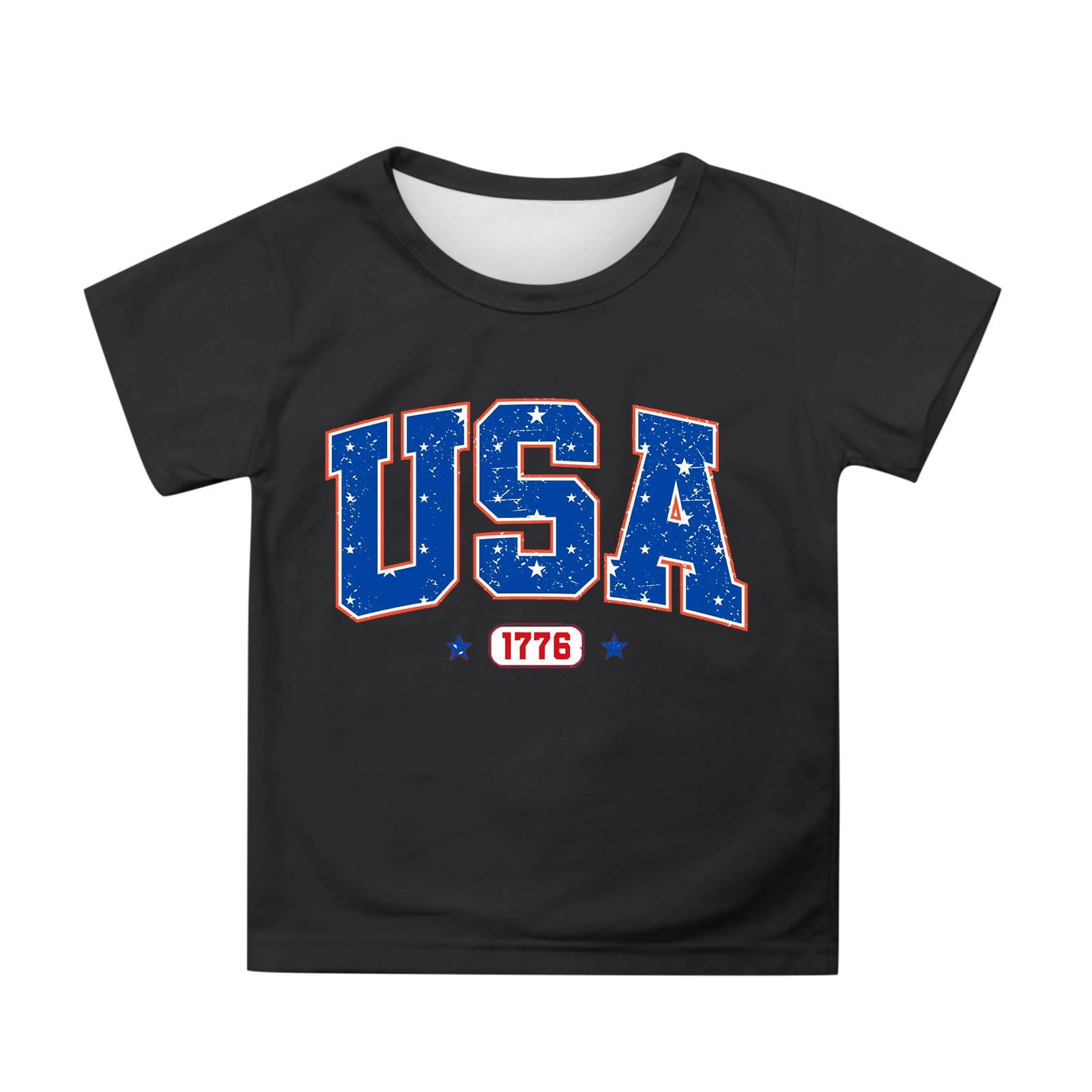 CUZIBR Boys Patriotic Graphic Tops Tshirts Short Sleeve Round Neck Usa ...