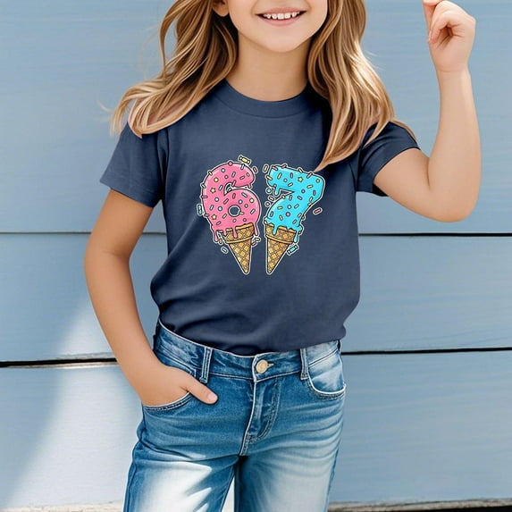 CUZIBR Boys Trendy T Shirt Casual Short Sleeve Ice Cream Pattern Shirts ...