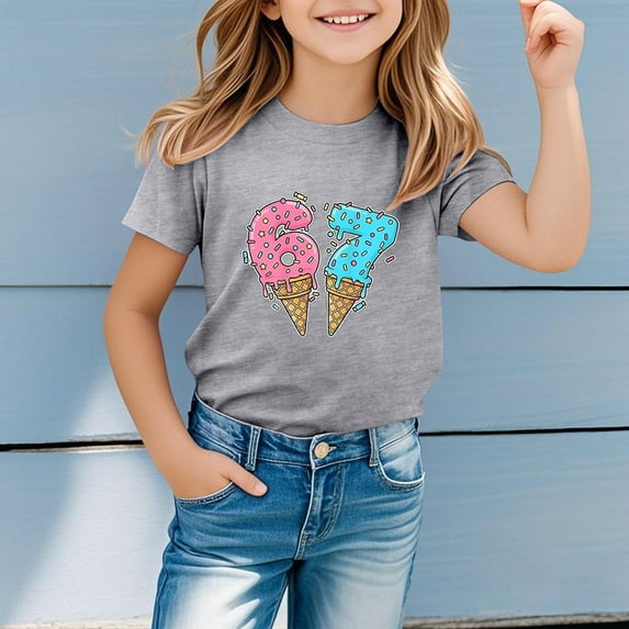 CUZIBR Boys Trendy T Shirt Casual Short Sleeve Ice Cream Pattern Shirts ...