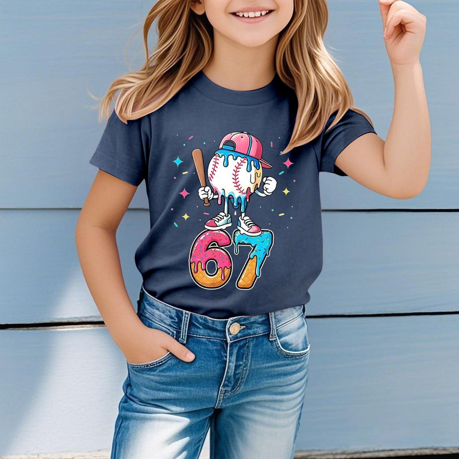 CUZIBR Boys Trendy T Shirt Casual Short Sleeve Ice Cream Pattern Shirts ...