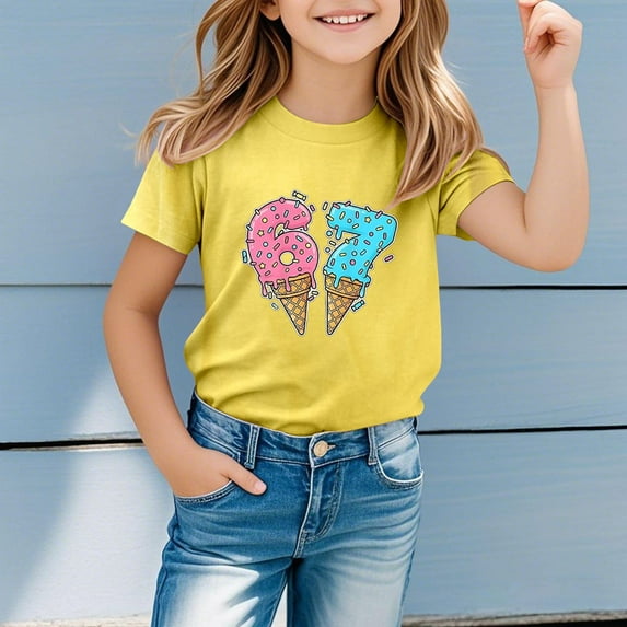 CUZIBR Boys Trendy T Shirt Casual Short Sleeve Ice Cream Pattern Shirts ...