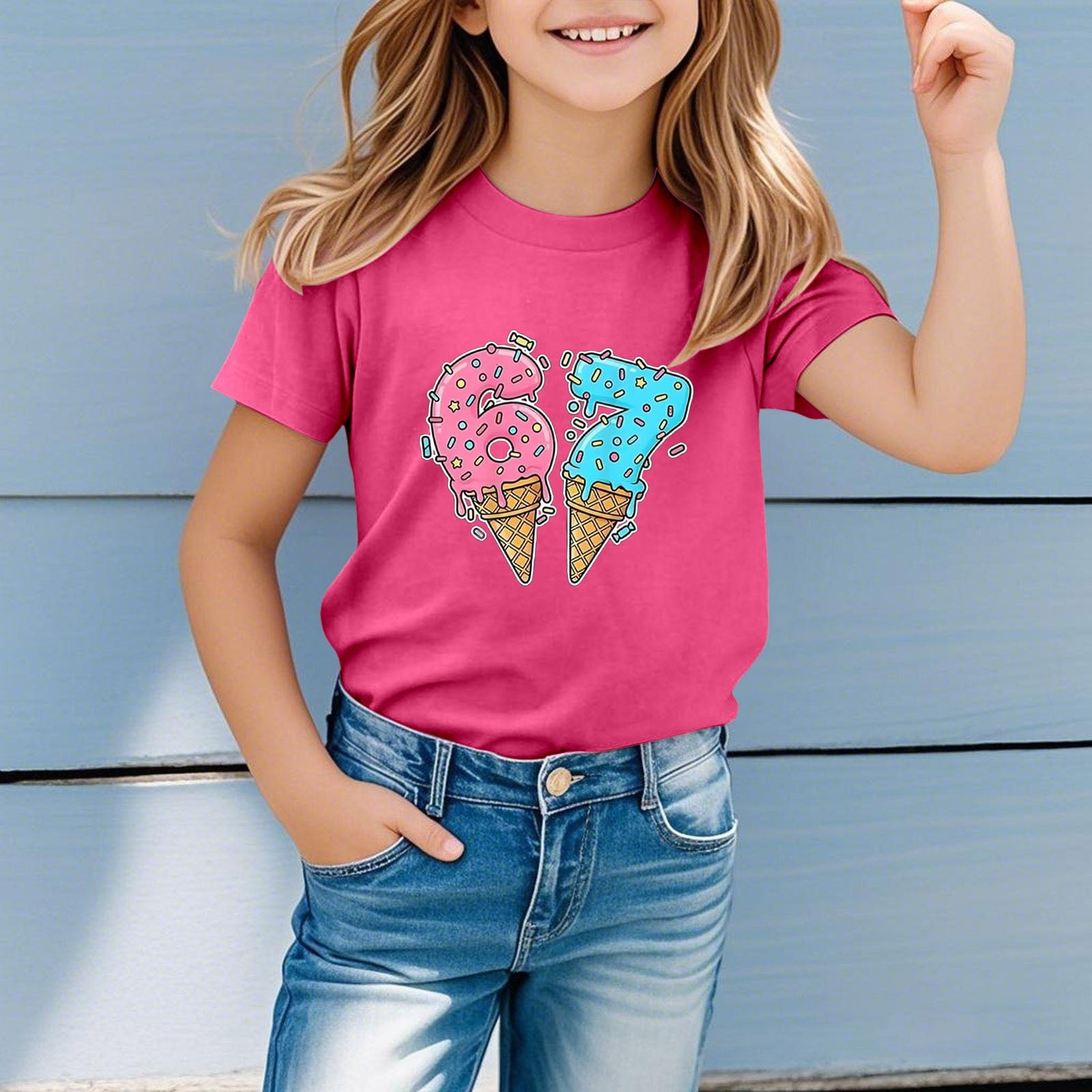 CUZIBR Boys Trendy T Shirt Casual Short Sleeve Ice Cream Pattern Shirts ...