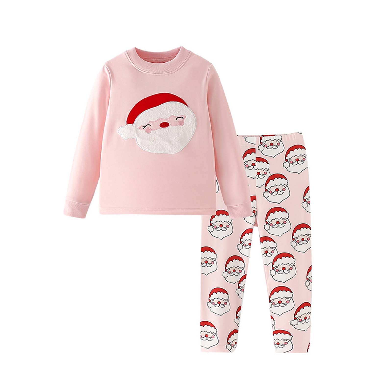 CUZIBR Christmas Outfit For Kids Xmas Santa Print Home Wear Cozy ...
