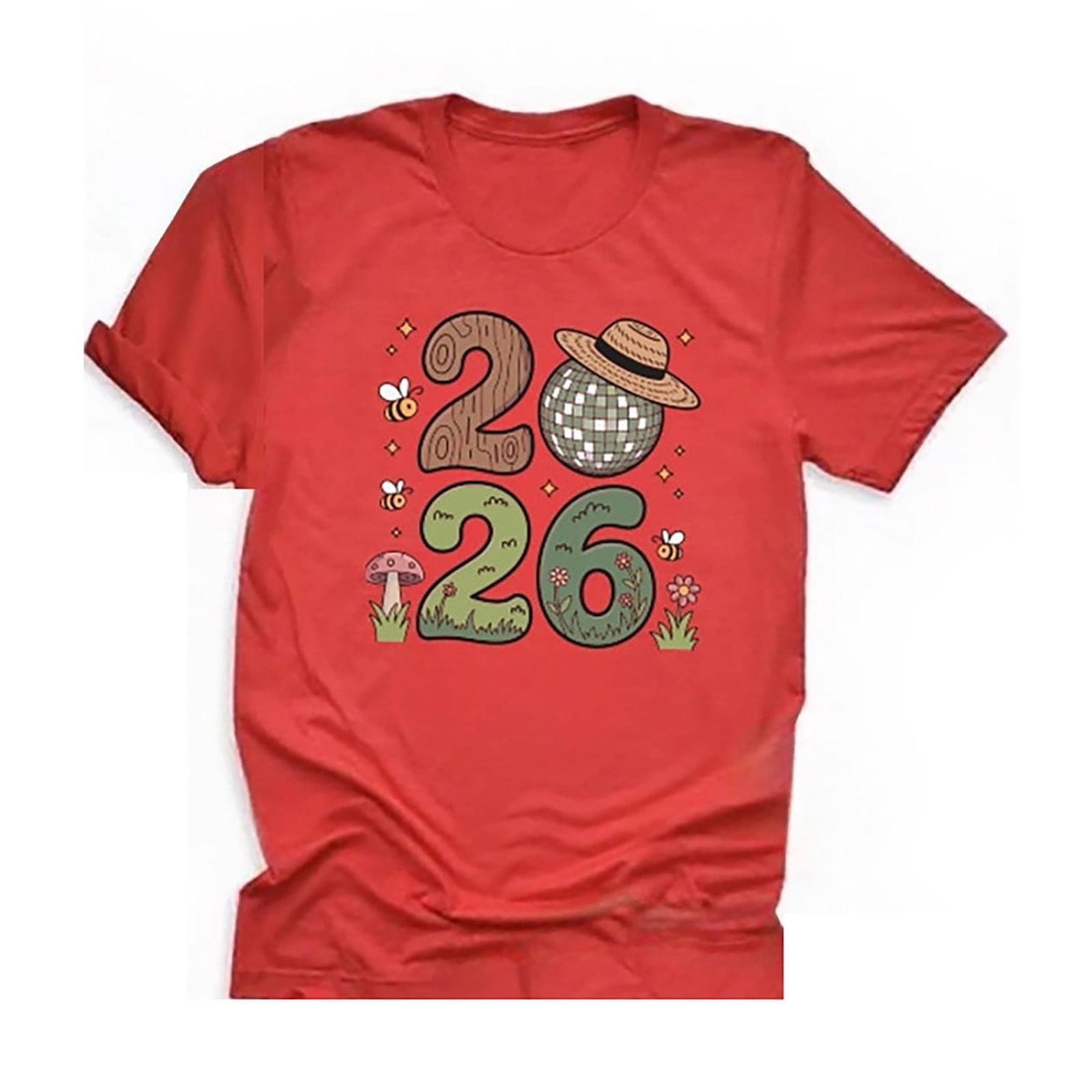 CUZIBR Christmas Outfits Happy New Year Number Letter Pattern T Shirts ...