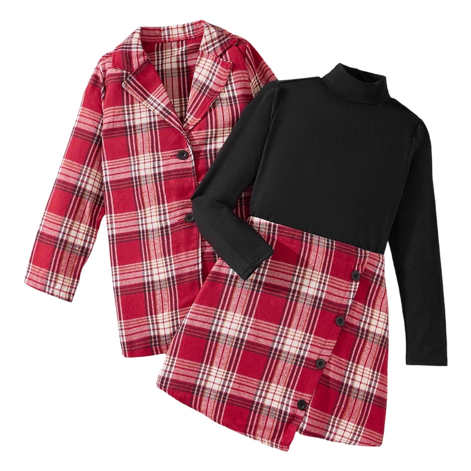 CUZIBR Fall Outfits For Girls 3 Piece Suit High Neck Undershirt Long ...