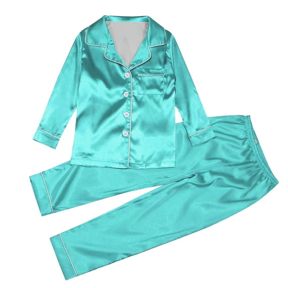 CUZIBR Family Christmas Outfits Mint Green Silk Stain Button Down Long ...