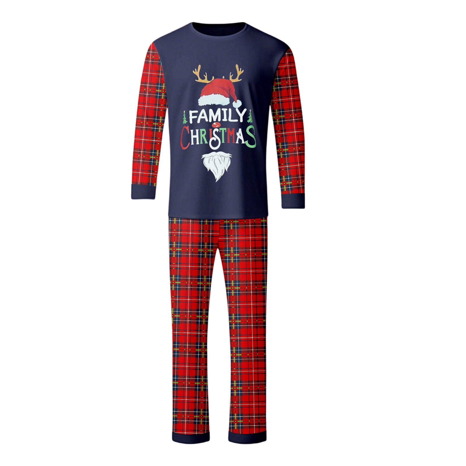 CUZIBR Family Christmas Outfits Plaid Classic Crewneck Cute Hat Letter ...