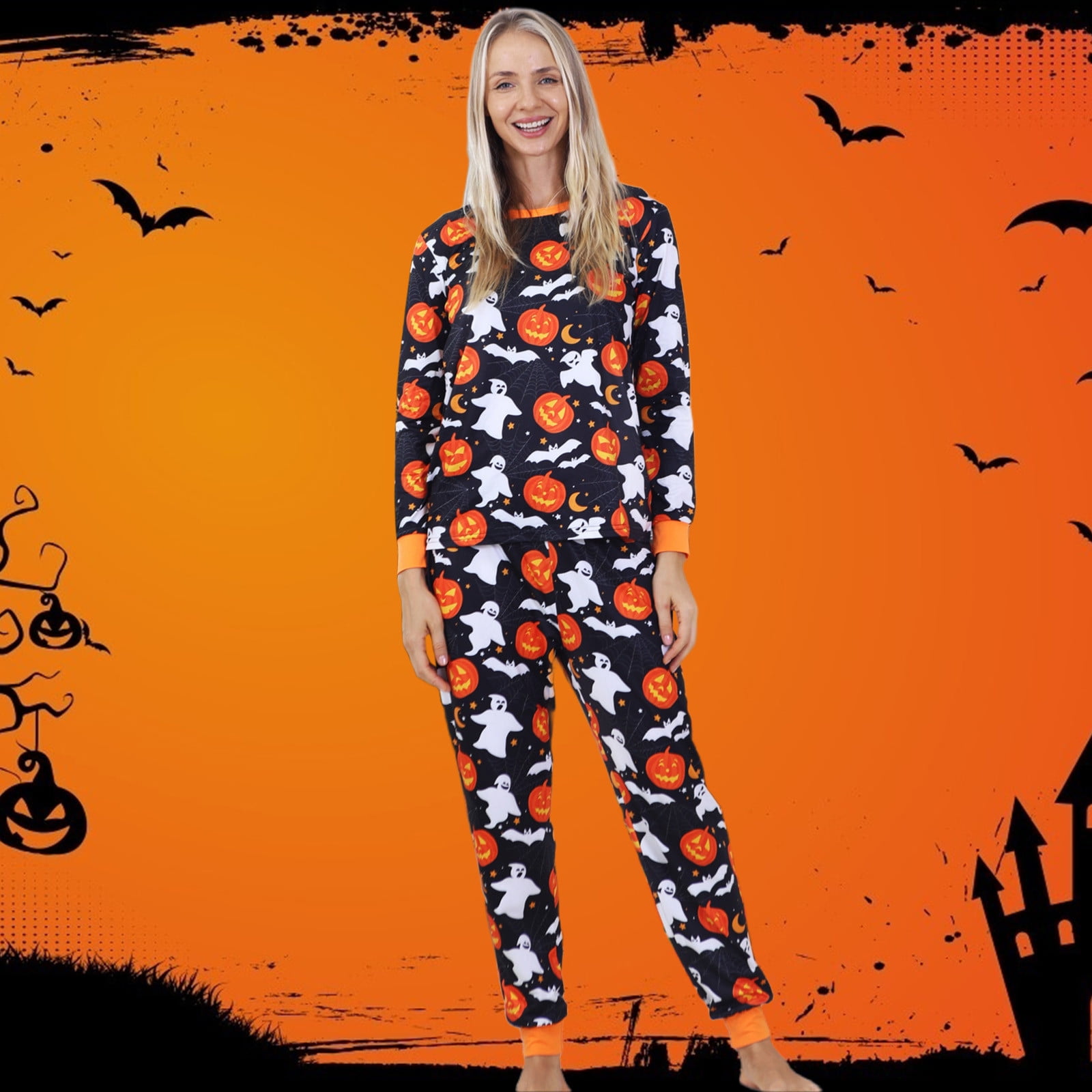 CUZIBR Family Matching Set Halloween Pajamas Outfits Two Piece Funny ...