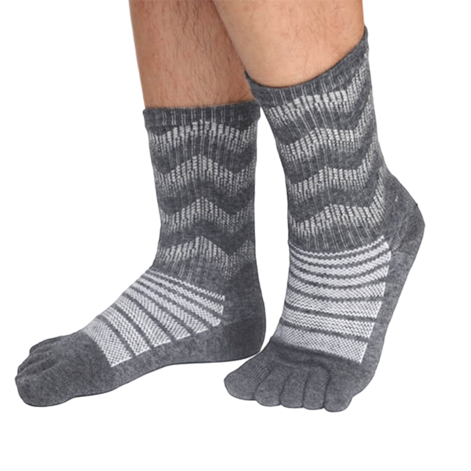 CUZIBR Funny Socks Toe Socks Striped Thermal Fuzzy Thick Crew Socks ...