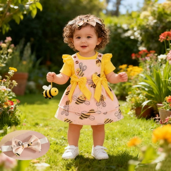 CUZIBR Girls Baby Outfits Solid Color Ruffles Short Sleeve Crewneck ...