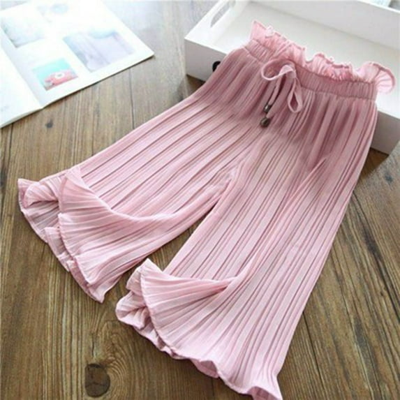 CUZIBR Girls Baggy Pants Elastic Waist Wide Leg Pants Breathable ...
