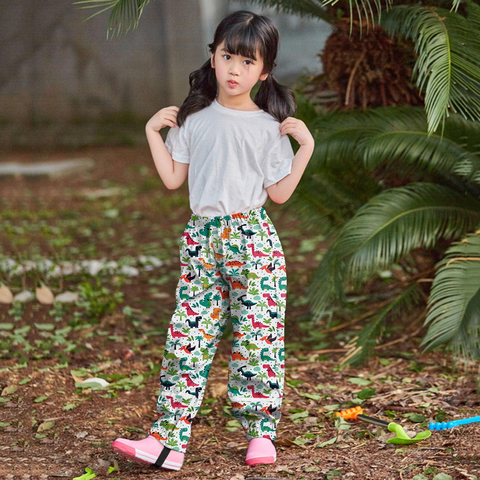 CUZIBR Girls Baggy Pants Windproof Rain Pants Cartoon Animal Dungarees ...