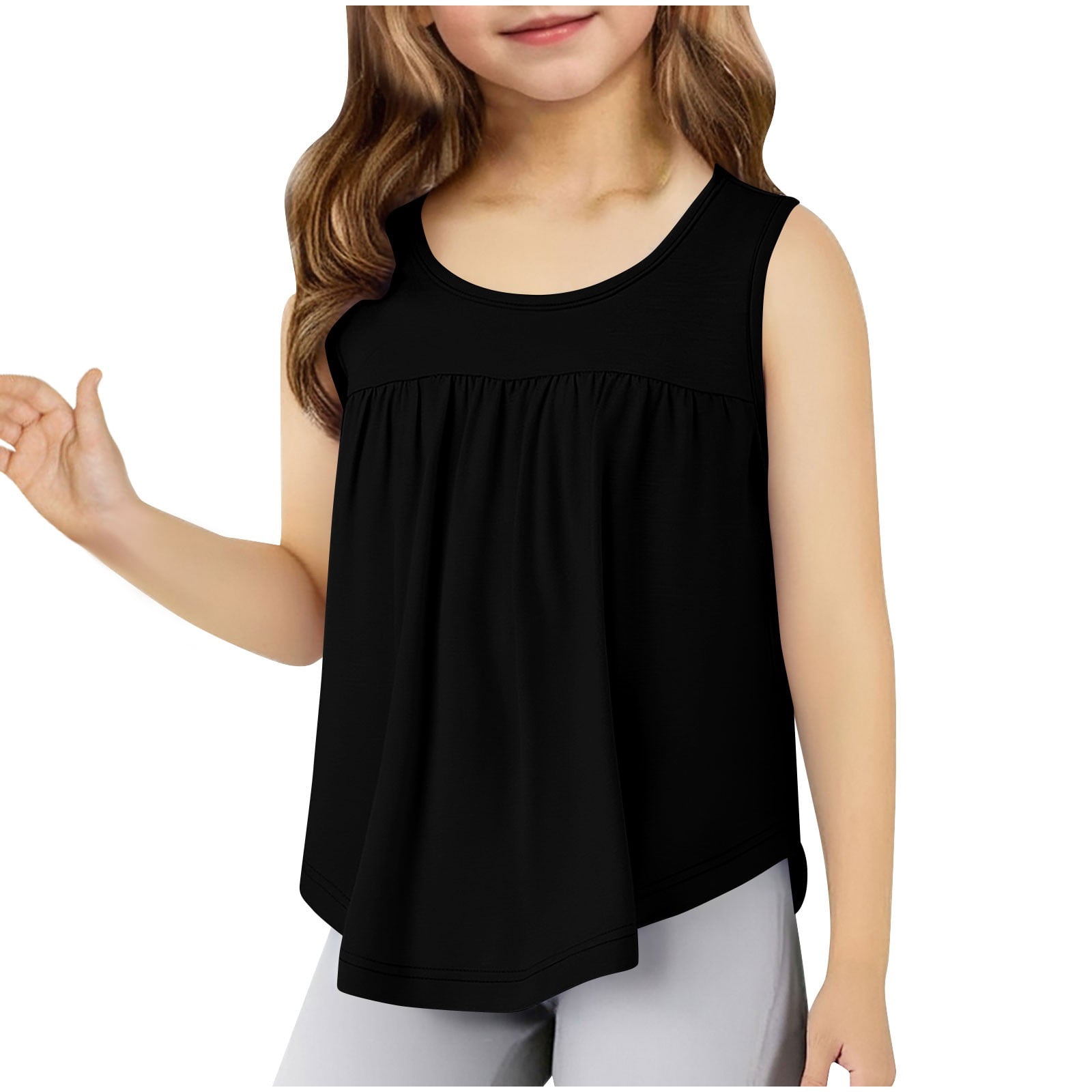CUZIBR Girls Casual Sleeveless Solid Color Tank Tops For Everyday Wear ...