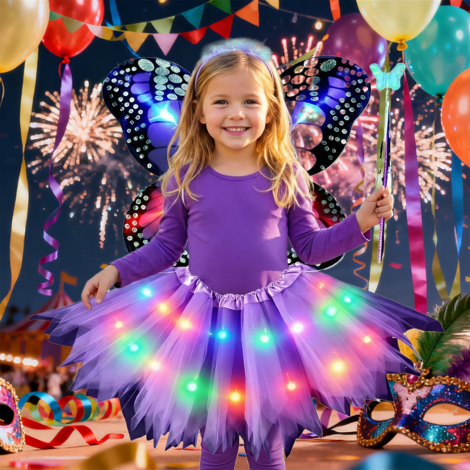 CUZIBR Girls Children Carnival Fairy Tutu Skirt Sets Light Up Elastic ...