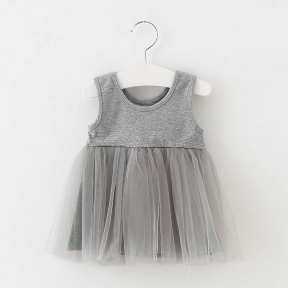 CUZIBR Girls Children Sleeveless Tutu Sequin Dress A-Line Solid Color ...