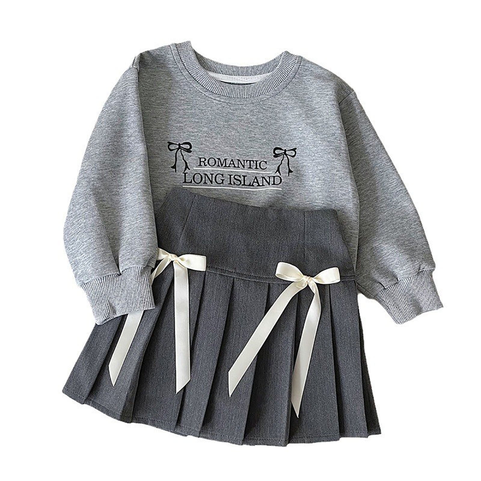 CUZIBR Girls Children Toddler Skirts Set Loose Fit Long Sleeve Crewneck ...