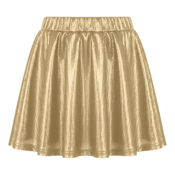 CUZIBR Girls Dance Skirt Shiny Sparkling Ruffled Elastic Waistband ...