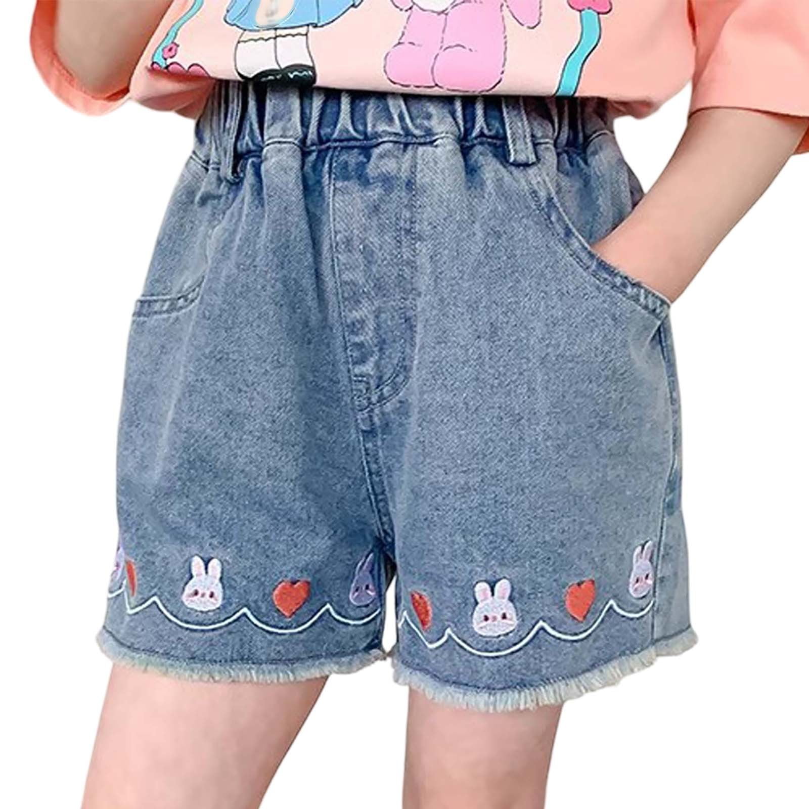 CUZIBR Girls Elastic Waist Shorts Casual Comfort Stretchy Soft ...