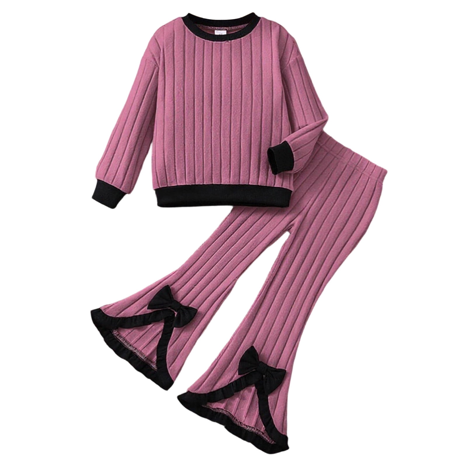 CUZIBR Girls Fall Outfit Fashionable Ribbed Knitted Long Sleeve Round ...