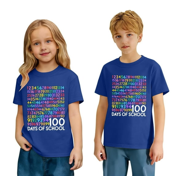 CUZIBR Girls Fashion Happy 100Th Day Of School Shirts Letter Print ...