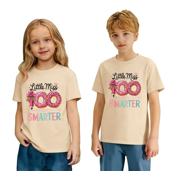 CUZIBR Girls Fashion Happy 100Th Day Of School Shirts Letter Print ...
