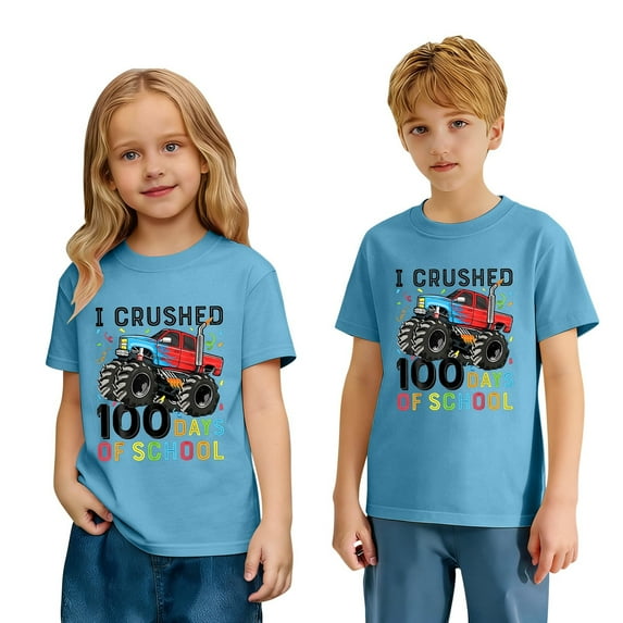 CUZIBR Girls Fashion Happy 100Th Day Of School Shirts Letter Print ...