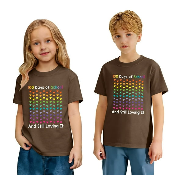 CUZIBR Girls Fashion Happy 100Th Day Of School Shirts Letter Print ...