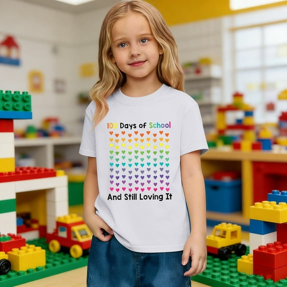 CUZIBR Girls Fashion Happy 100Th Day Of School Shirts Letter Print ...