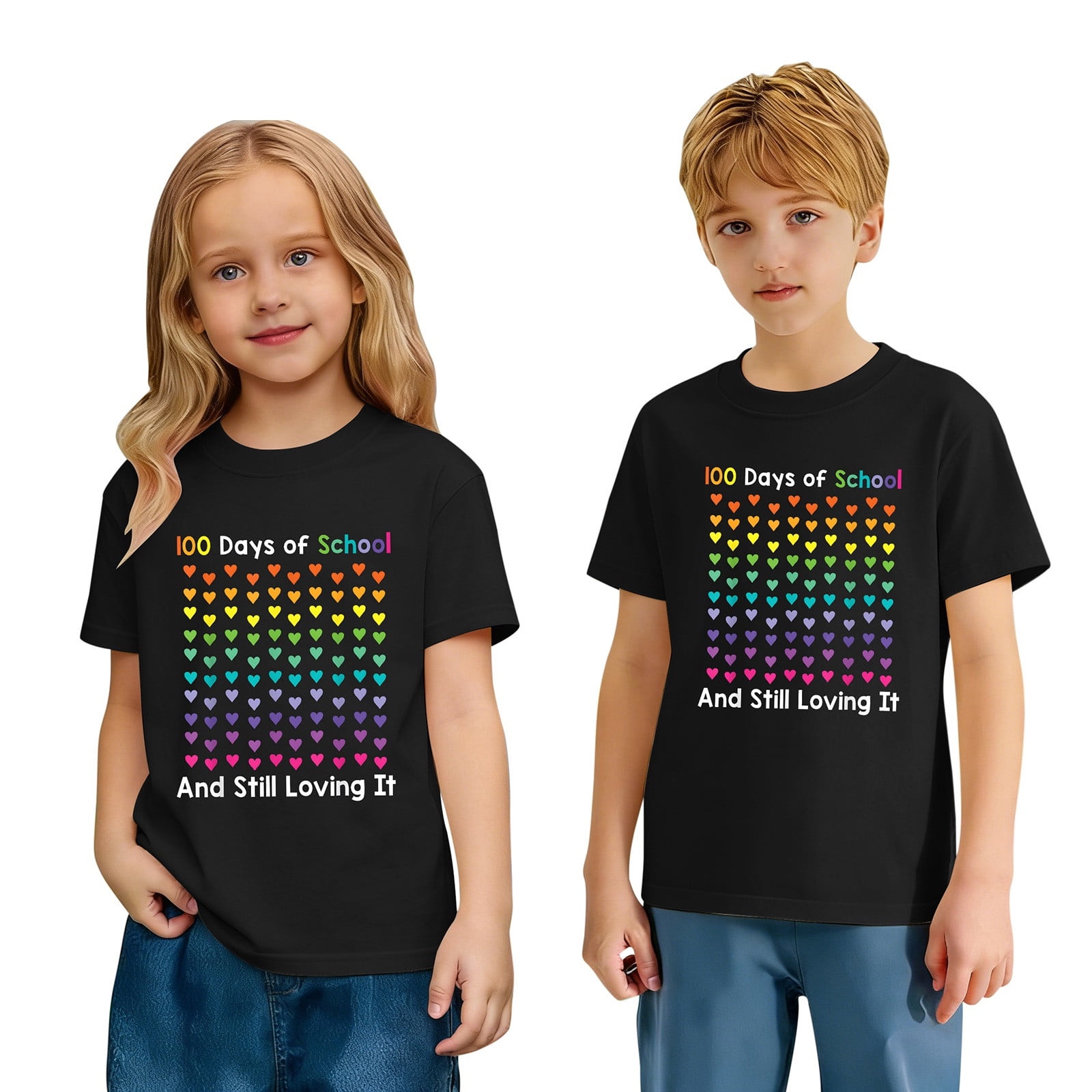 CUZIBR Girls Fashion Happy 100Th Day Of School Shirts Letter Print ...