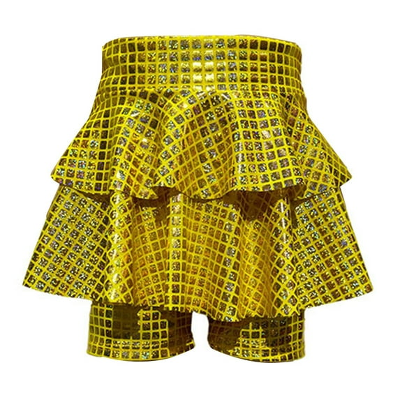 CUZIBR Girls Glitter Tiered Mini Skirts Sequin Tiered Ruffle Hem High ...