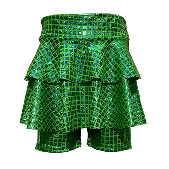 CUZIBR Girls Glitter Tiered Mini Skirts Sequin Tiered Ruffle Hem High ...