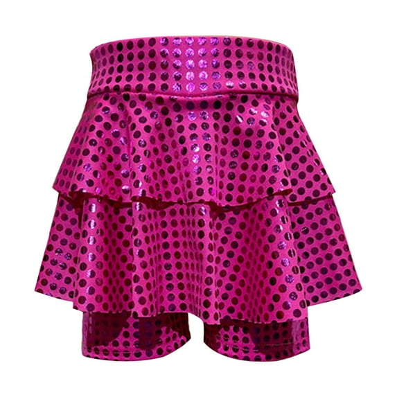 CUZIBR Girls Glitter Tiered Mini Skirts Sequin Tiered Ruffle Hem High ...