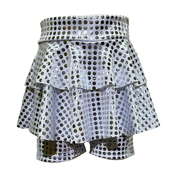 CUZIBR Girls Glitter Tiered Mini Skirts Sequin Tiered Ruffle Hem High ...