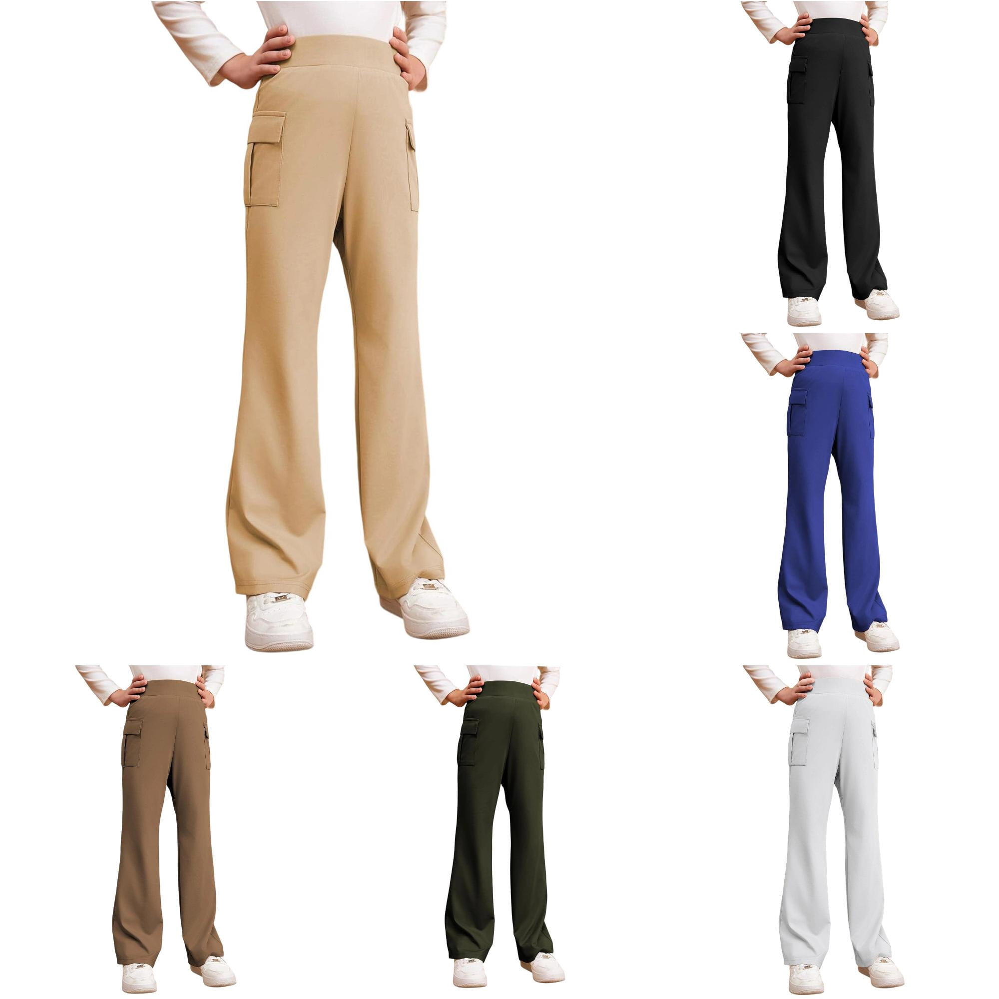 CUZIBR Girls High Waist Yoga Pants Slim Fit Solid Color Elastic ...