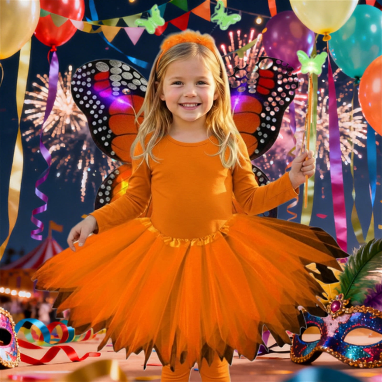 CUZIBR Girls Kids Carnival Fairy Tutu Skirt Sets Light Up Elastic Waist ...