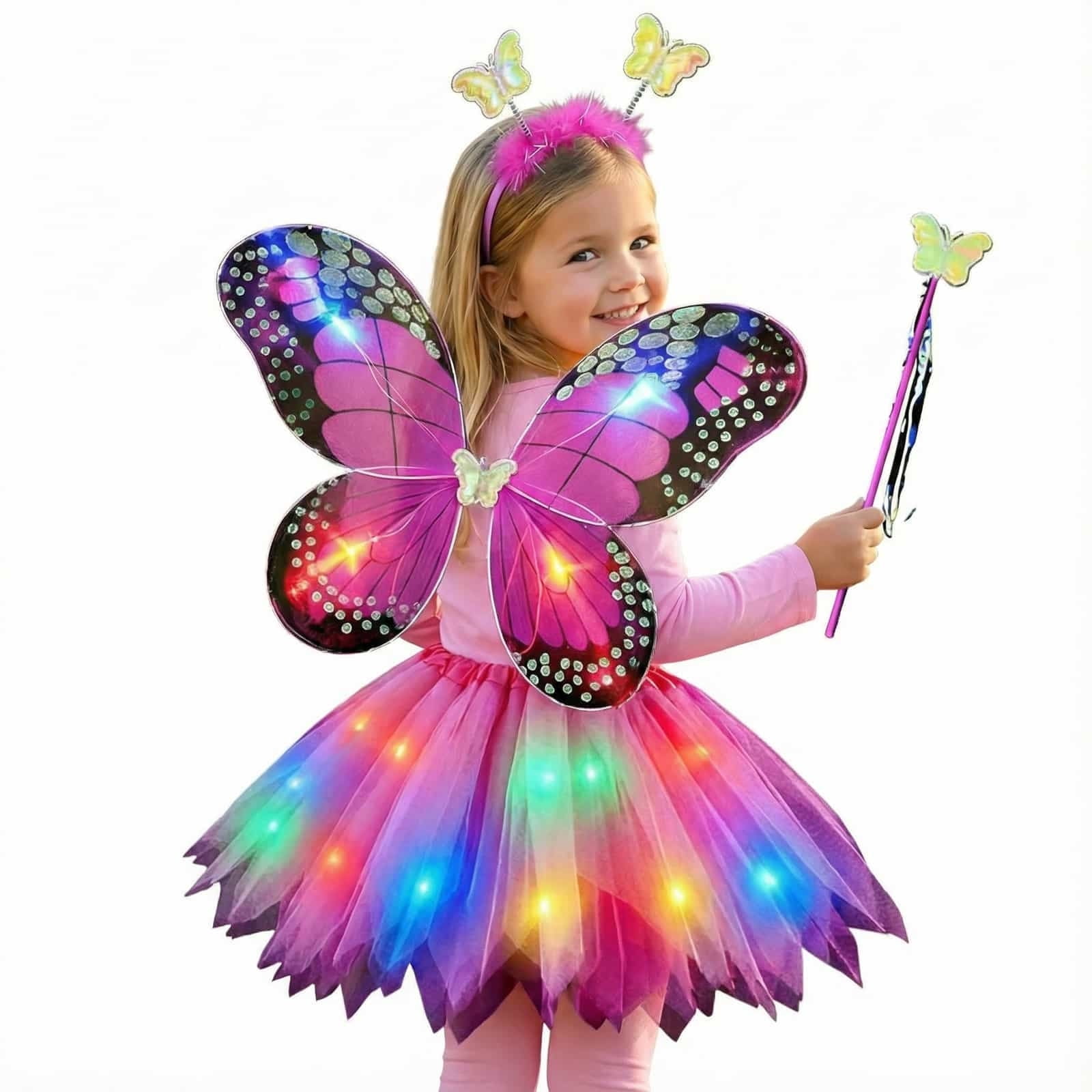 CUZIBR Girls Kids Carnival Fairy Tutu Skirt Sets Light Up Elastic Waist ...