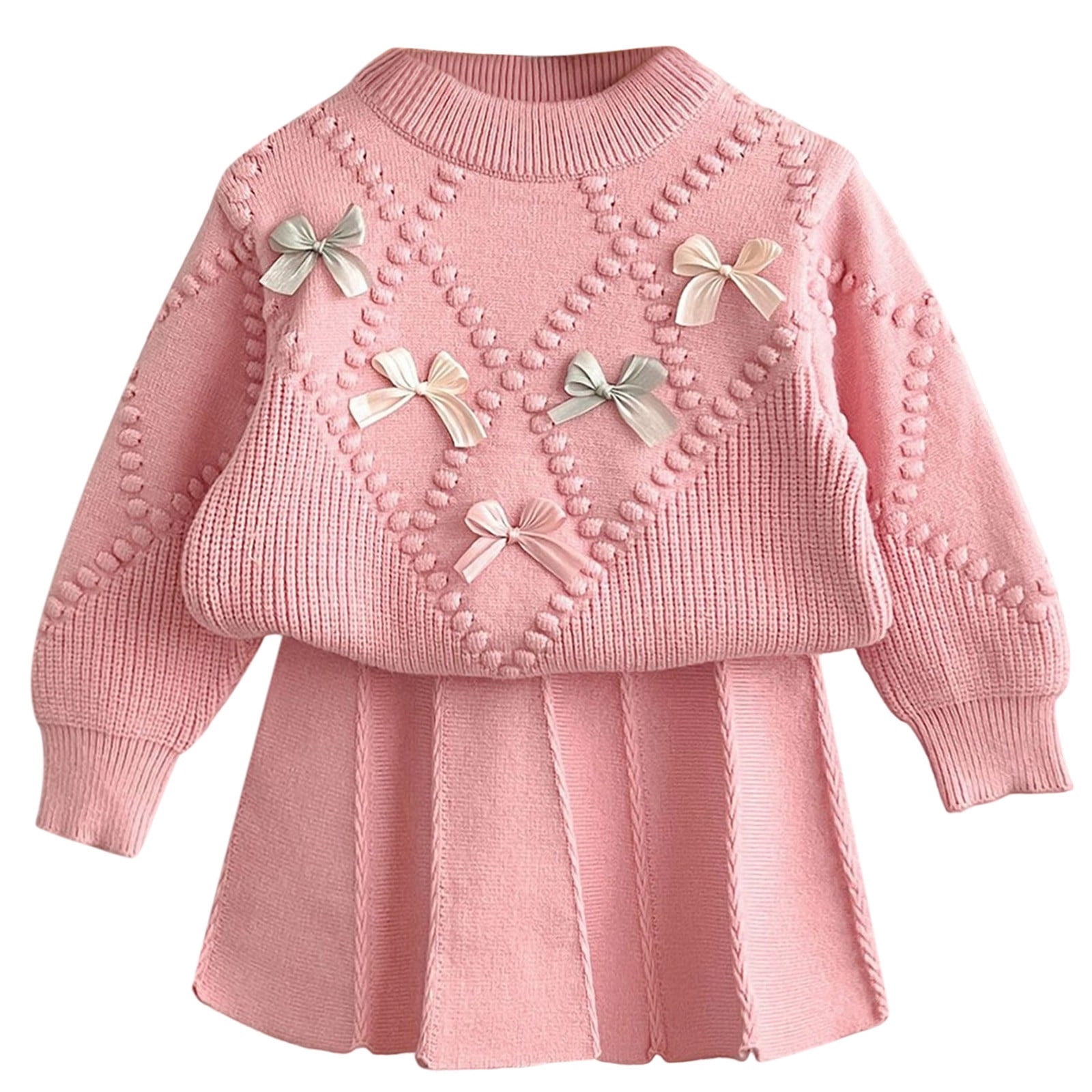 CUZIBR Girls Knit Sweater Set Spring Outfits For Toddler Kids Long ...