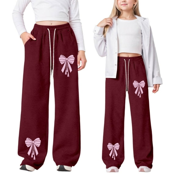 CUZIBR Girls Pants Valentine'S Day Trousers Straight Leg Sport ...