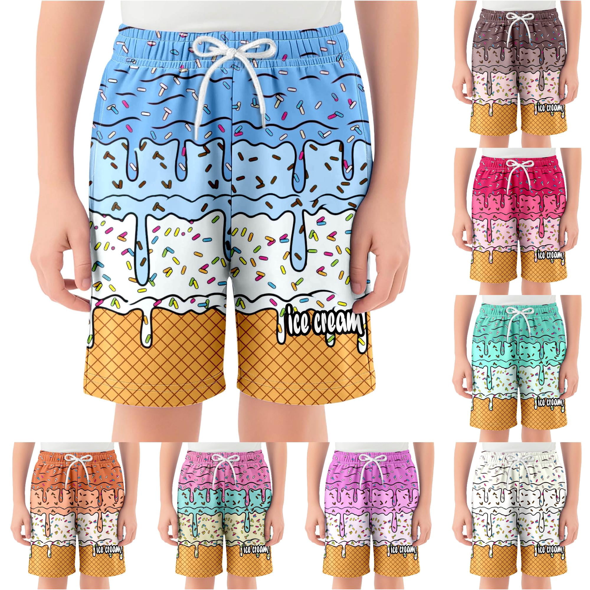 CUZIBR Girls Summer Shorts Fashion Color Gradient Ice Cream Graphic ...
