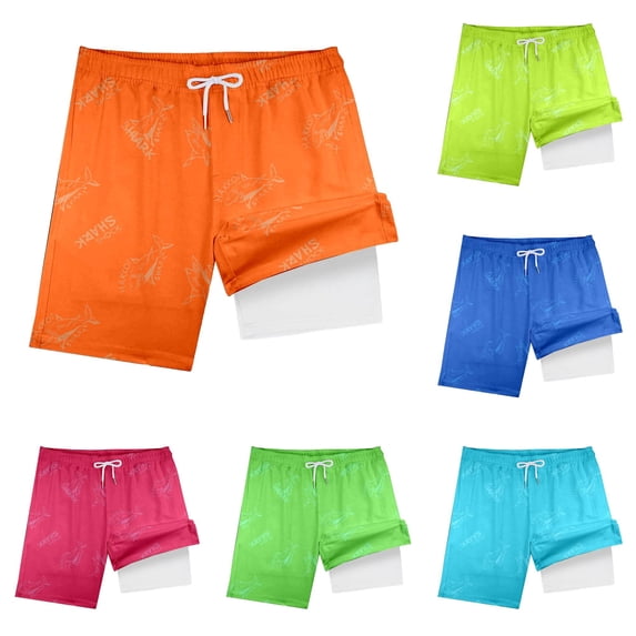 CUZIBR Girls Swim Shorts Funny Graphic Double Layer Swim Trunks Built ...