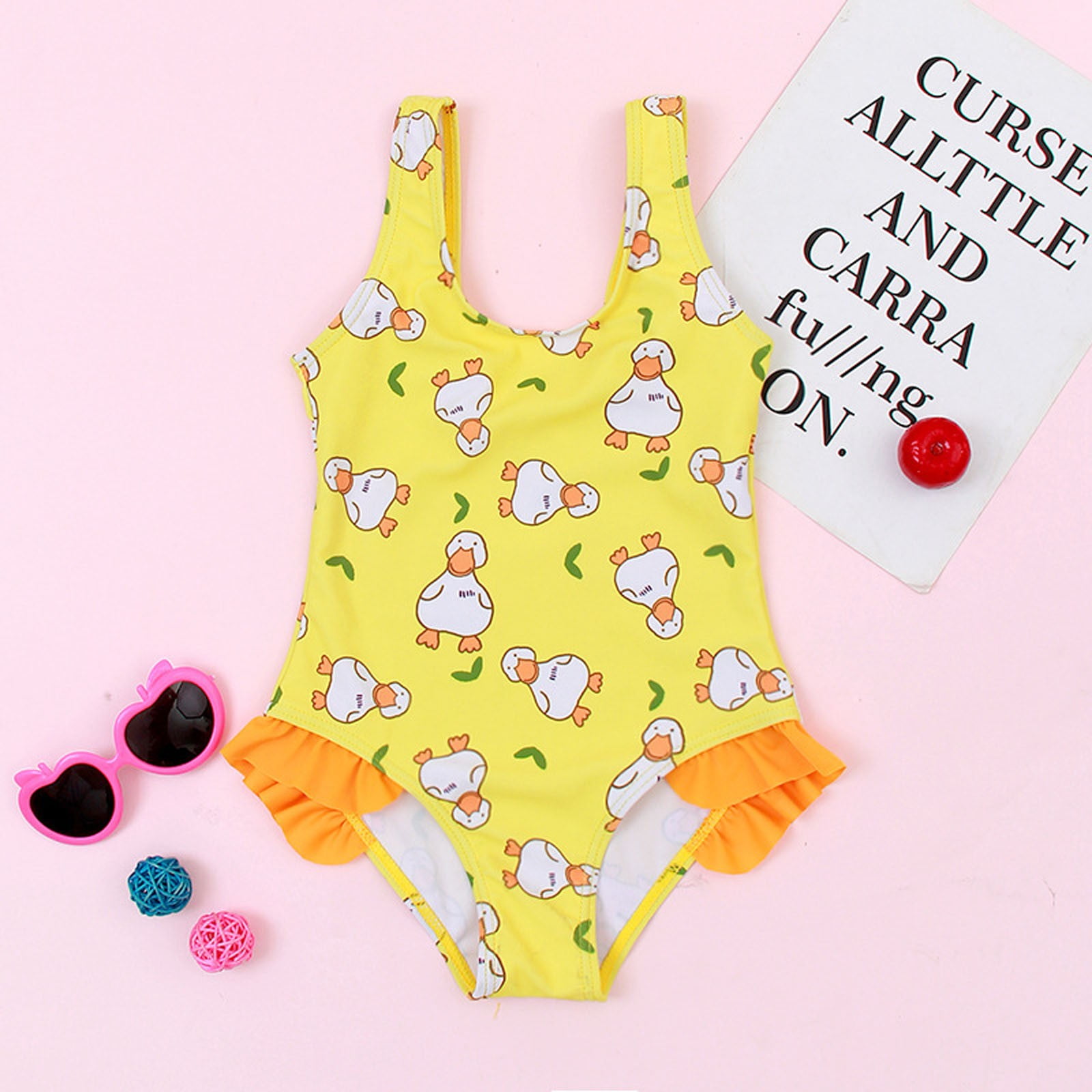 CUZIBR Girls Swimsuit Summer Cartoon Watermelon Prints Ruffles One ...