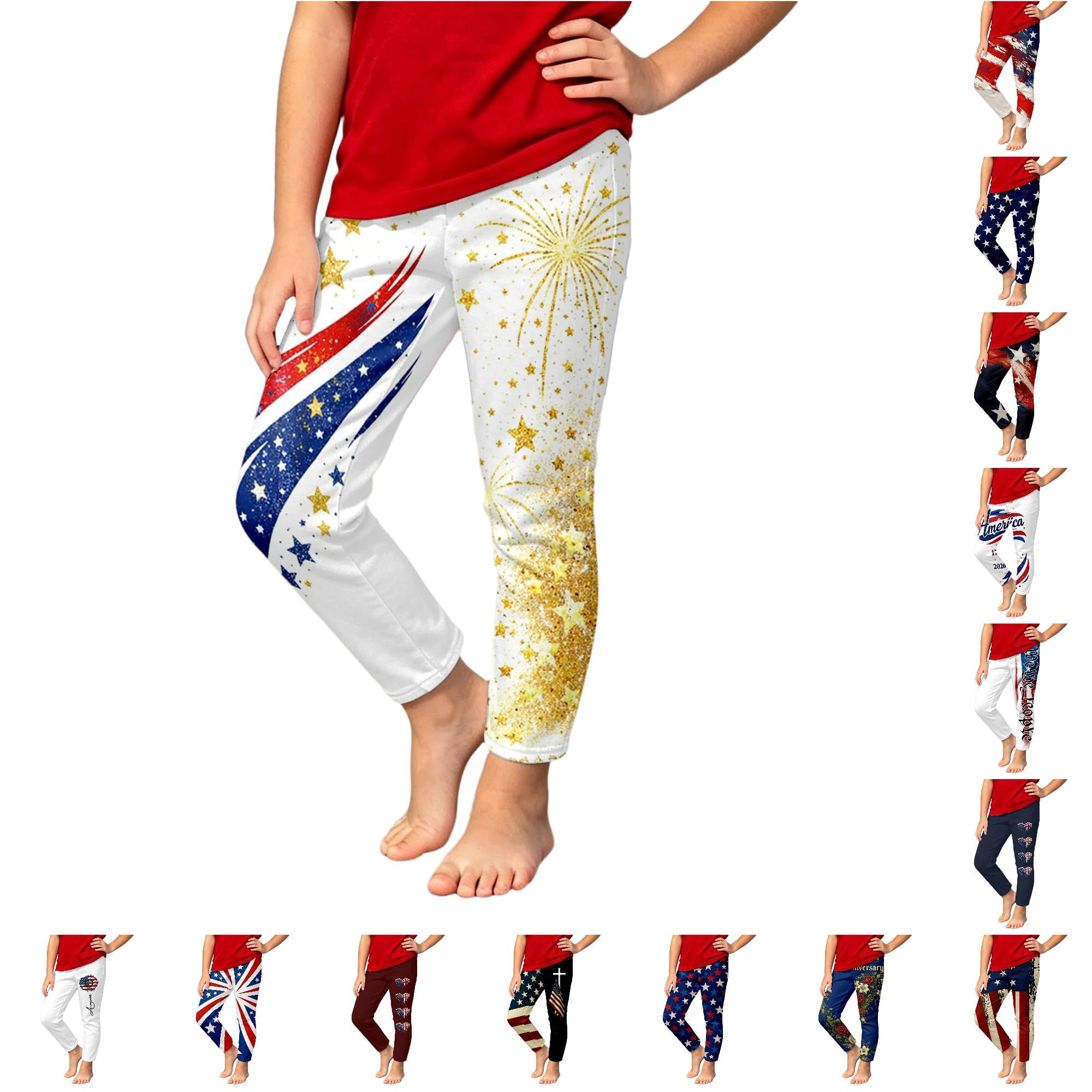 CUZIBR Girls Toddler Capri Joggers 4Th Of July Print Casual ...