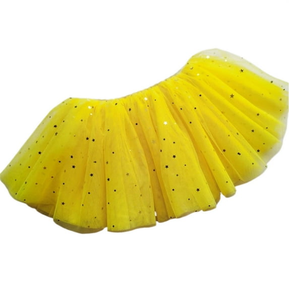 CUZIBR Girls Tutu Skirt Sequins Solid Color Elastic Waist Layered Party ...